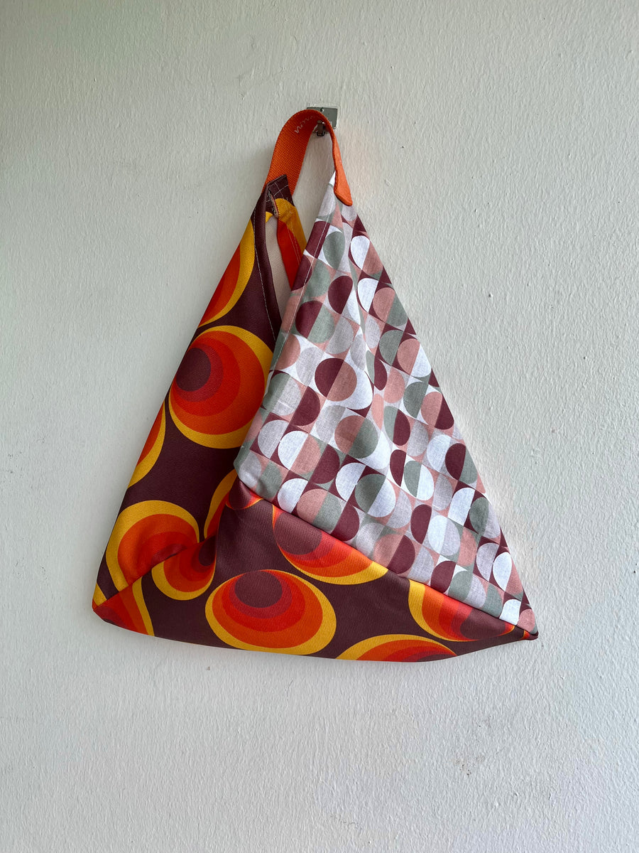 Bento tote bag , origami Japanese inspired bag , fabric triangle shoul ...